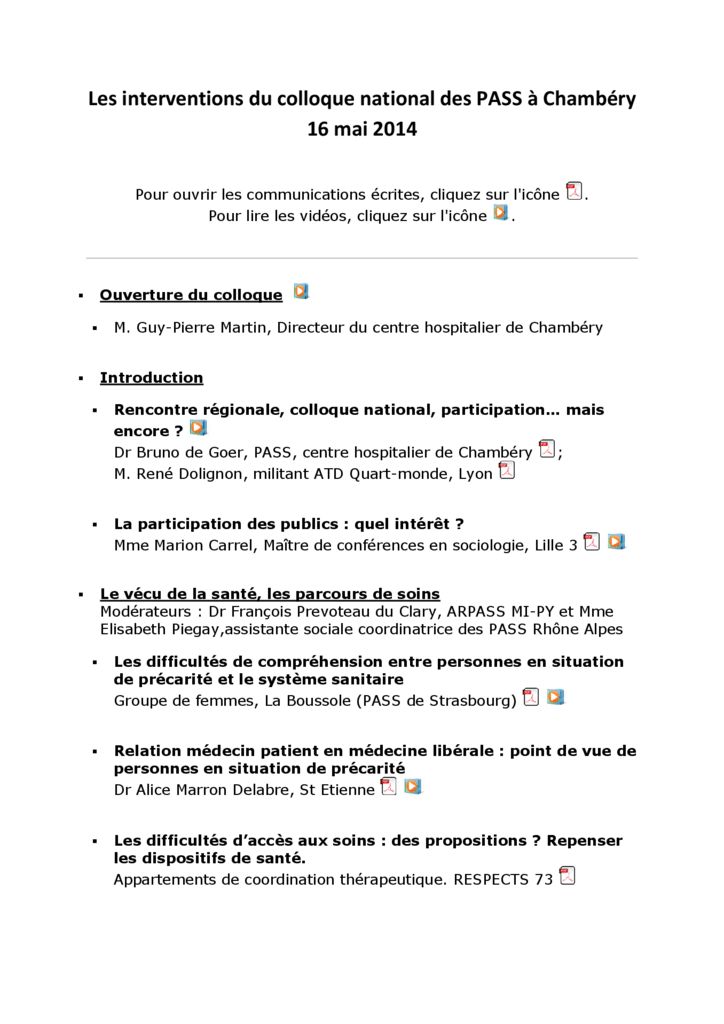 Colloque national des PASS, Chambéry le 16 mai 2014: les interventions ...