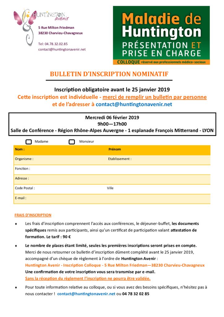 bulletin inscription colloque huntington - RESPECTS 73